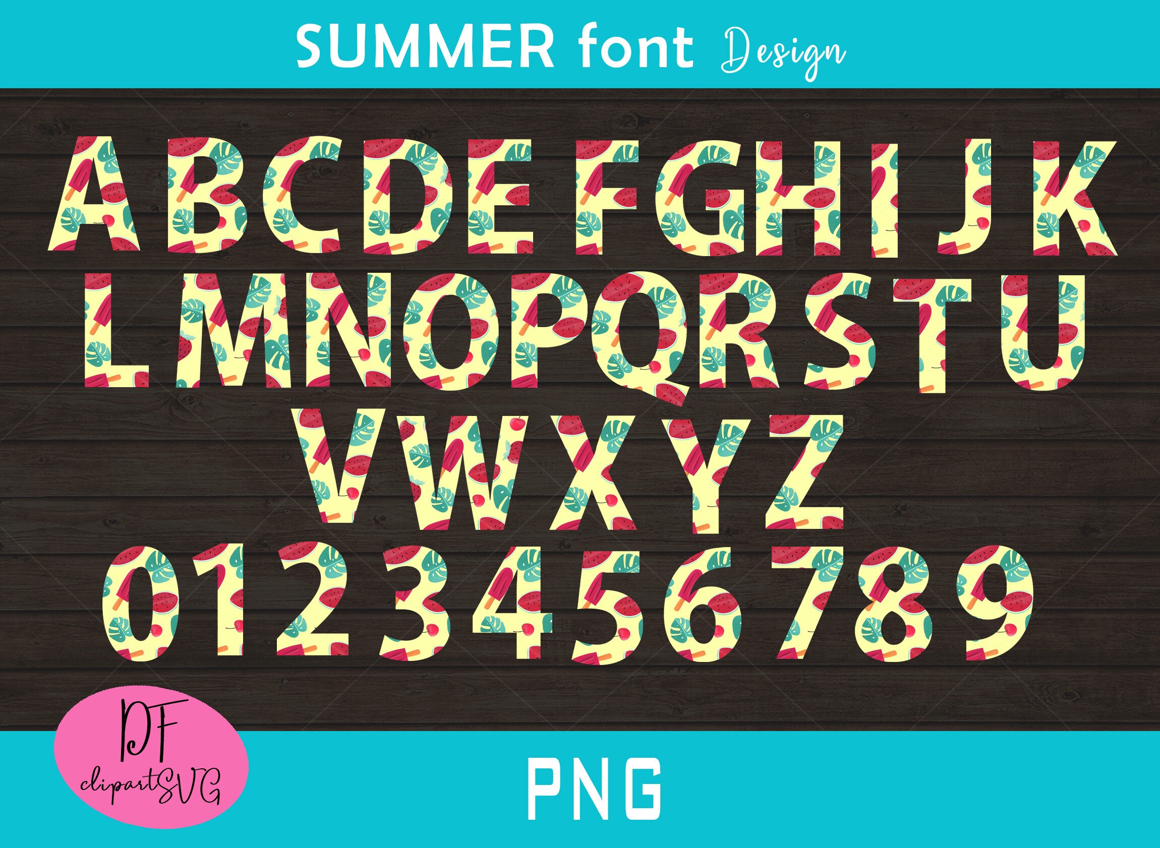 SUMMER FONT Watermelon Summer Watermelon Alphabet Font PNG - Etsy