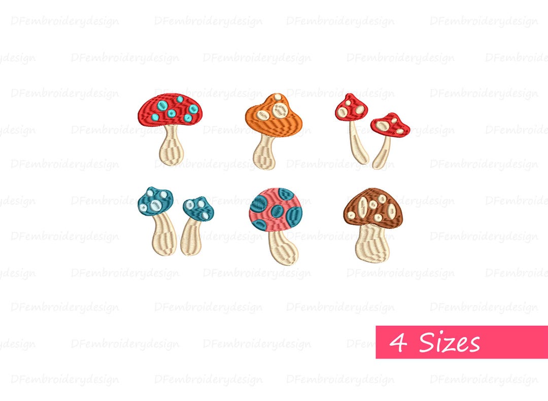 Mini Mushroom Embroidery Designs, Cute Fungi Bundle (digital Download ...
