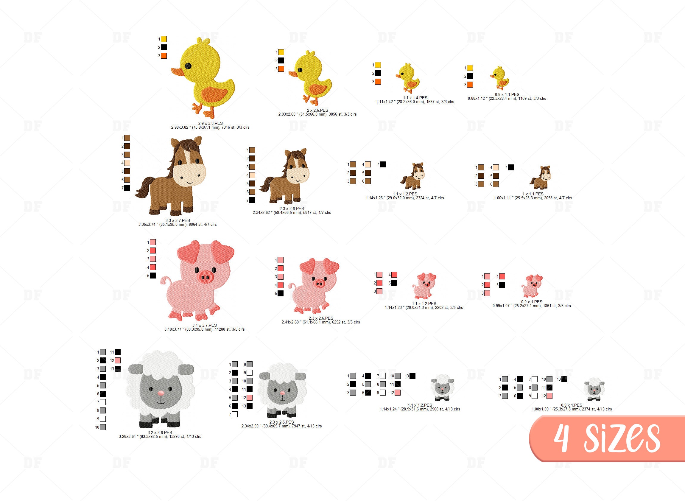 Mini Farm Animals Embroidery Design Barn Farm Embroidery - Etsy Canada