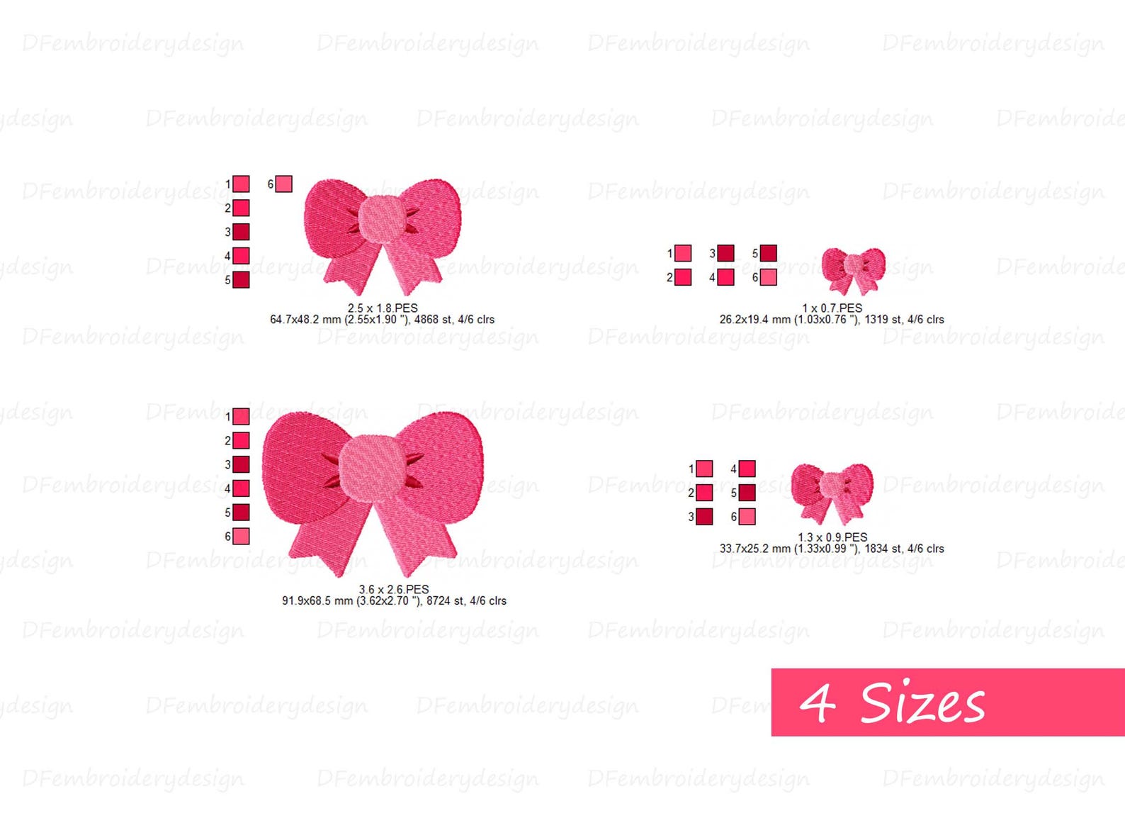 Mini Bow Machine Embroidery Designs – Small Applique Patterns (instant ...