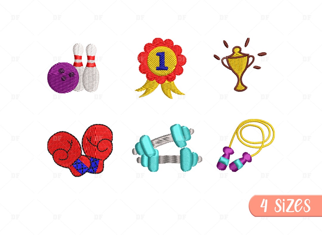 Mini Sport Embroidery Design, Sport Embroidery Design, 6 Design, 4 ...