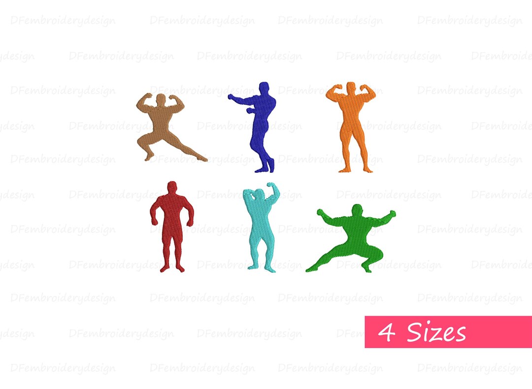 Mini Bodybuilder Silhouette Embroidery Designs, Bodybuilder Silhouette ...