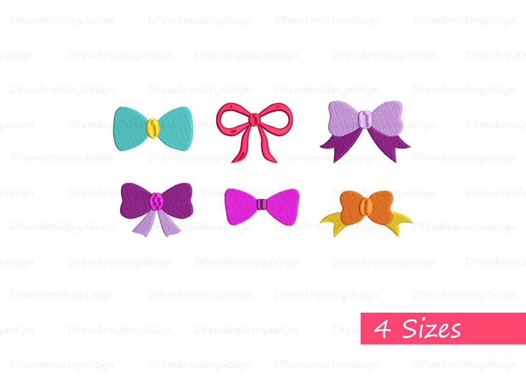 Mini Bow Embroidery Designs: Coquette Ribbon Bow Tie (digital Download ...