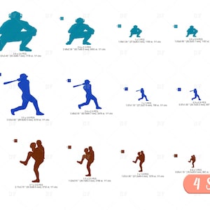 Baseball Player Silhouette Embroidery Design: 6 Sport Designs (digital ...