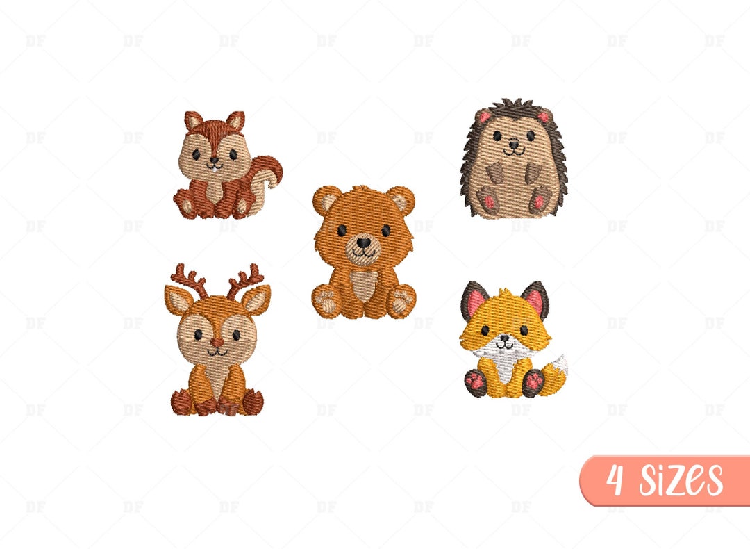 Mini Woodland Animals Embroidery Designs: Safari Animals (digital ...