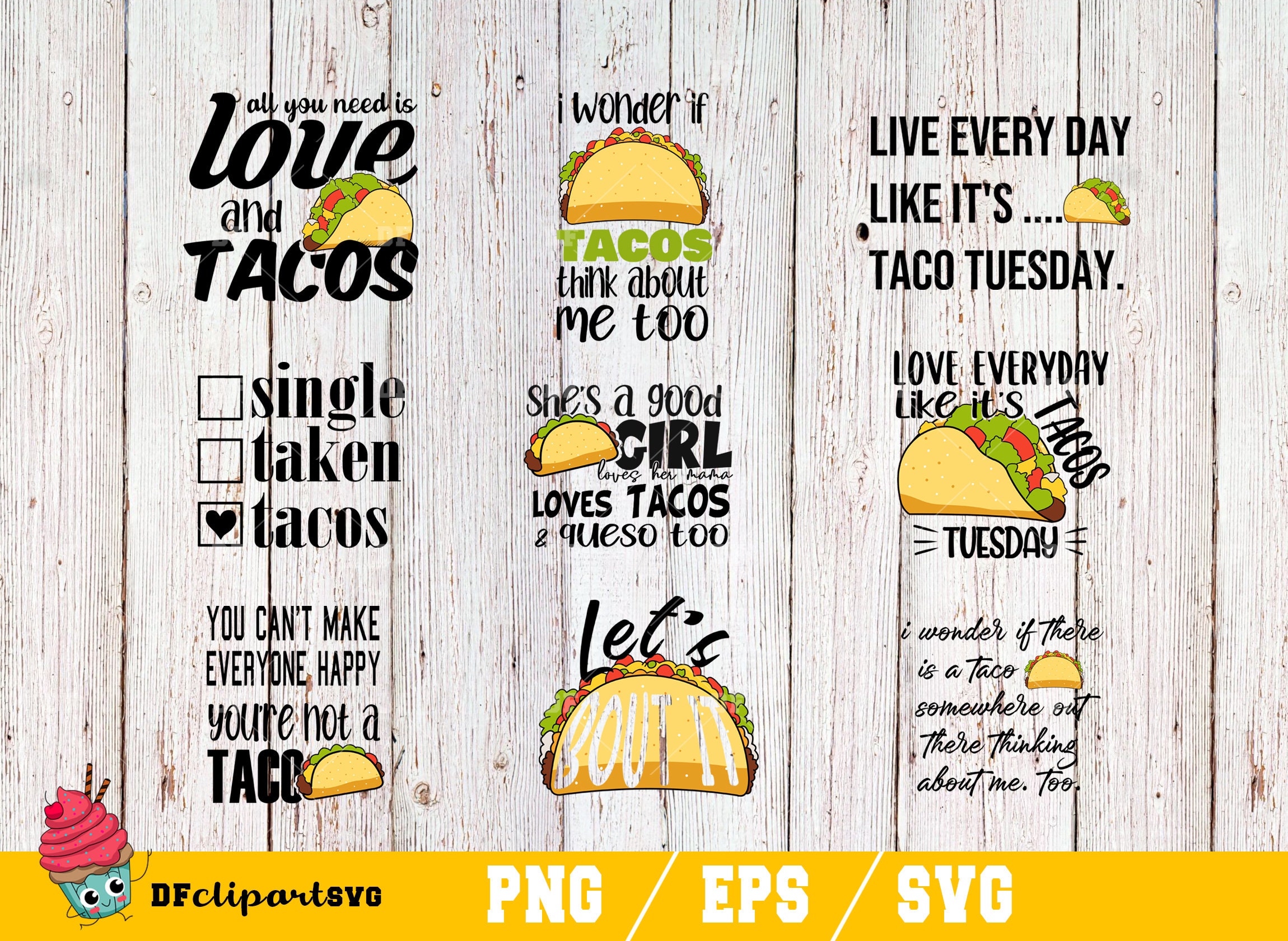 Taco Quote Taco Bundle Taco Svg Funny Taco Svg Taco PNG - Etsy