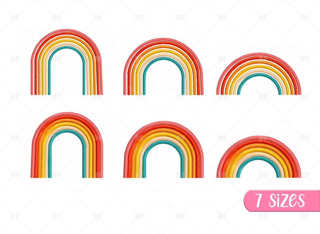 Retro Rainbow Embroidery Design Design, BOHO Rainbow Embroidery Design ...