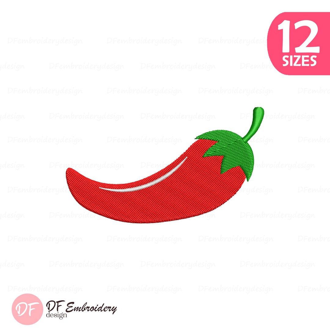 Chilli Pepper Embroidery Design, Spicy Red Pattern (instant Download ...