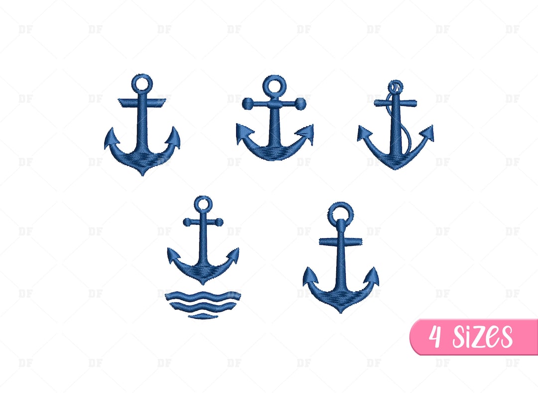Mini Anchor Embroidery Designs, Anchor Embroidery Design, 5 Designs, 4 ...