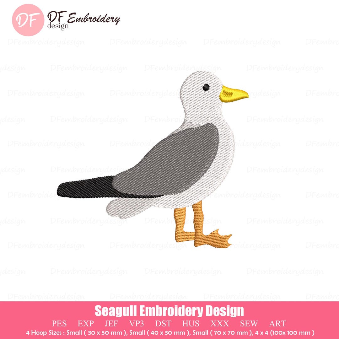 Seagull Embroidery Design: Nautical Beach Decor (instant Download, 4 ...