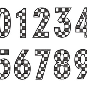 Checkered Numbers Embroidery Designs, Racing Numbers Embroidery, SPORT ...