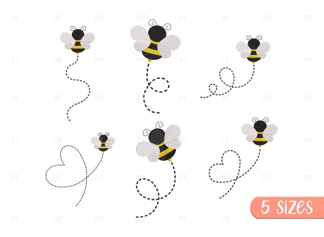 Bee Embroidery Designs: Flying Animal, 5 Sizes (machine Embroidery ...