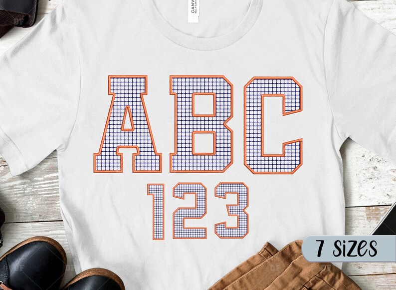 Varsity Font Embroidery Design: Outline Letters and Numbers (7 Sizes ...