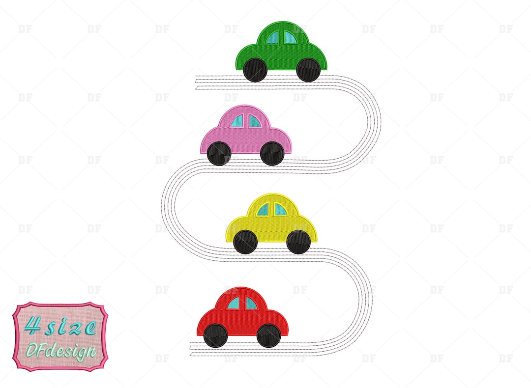 Car on Road Embroidery Design, Car Embroidery Designs, Vehicle ...