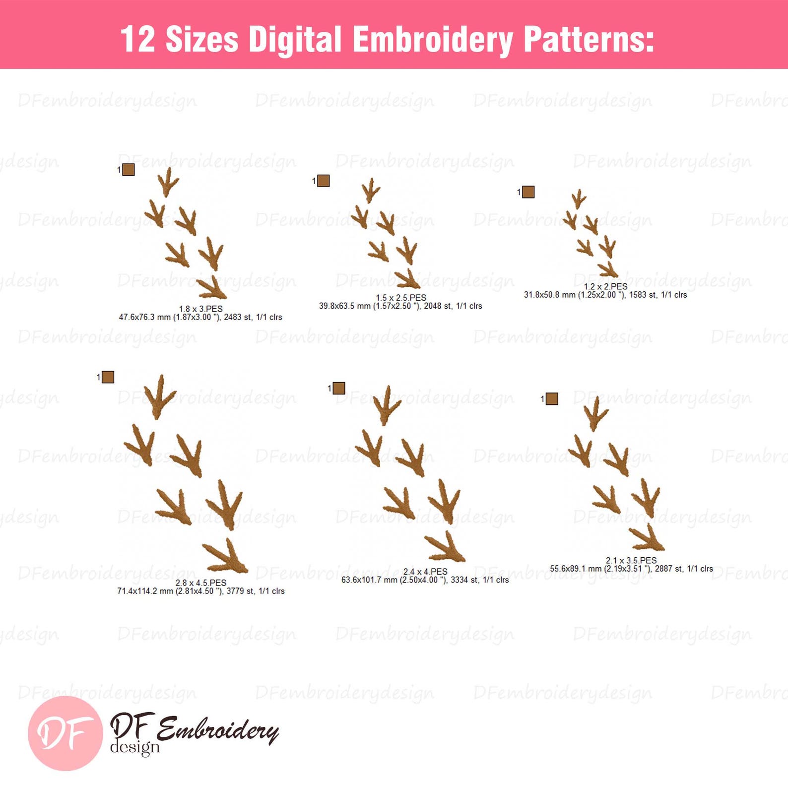 Chicken Footprints Embroidery Design, Farm Animal Tracks (instant ...