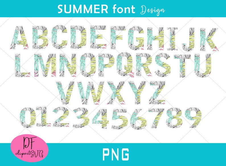 SUMMER FONT Summer Alphabet Font PNG Alphabet Png Number - Etsy
