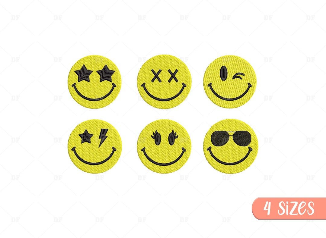 Mini Smile Embroidery Designs, Smiley Embroidery Design, Machine Embroidery Design, 6 Designs, 4 ...
