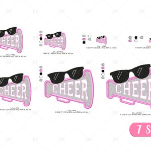 Cheer Megaphone Embroidery Design Bundle: Girl Cheerleader Applique (7 ...