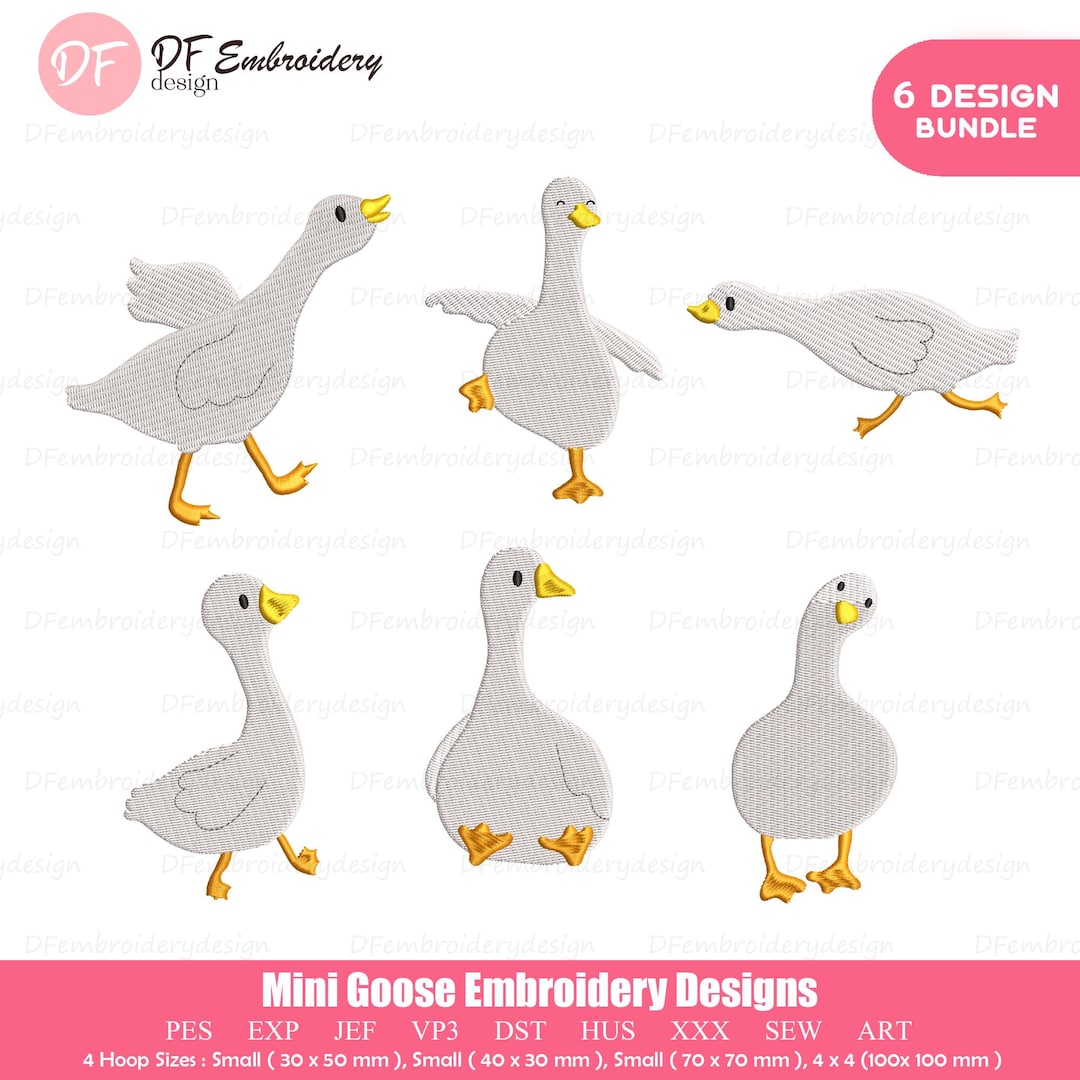 Goose Embroidery Design: Mini Duck Machine Embroidery, 4 Sizes (digital ...