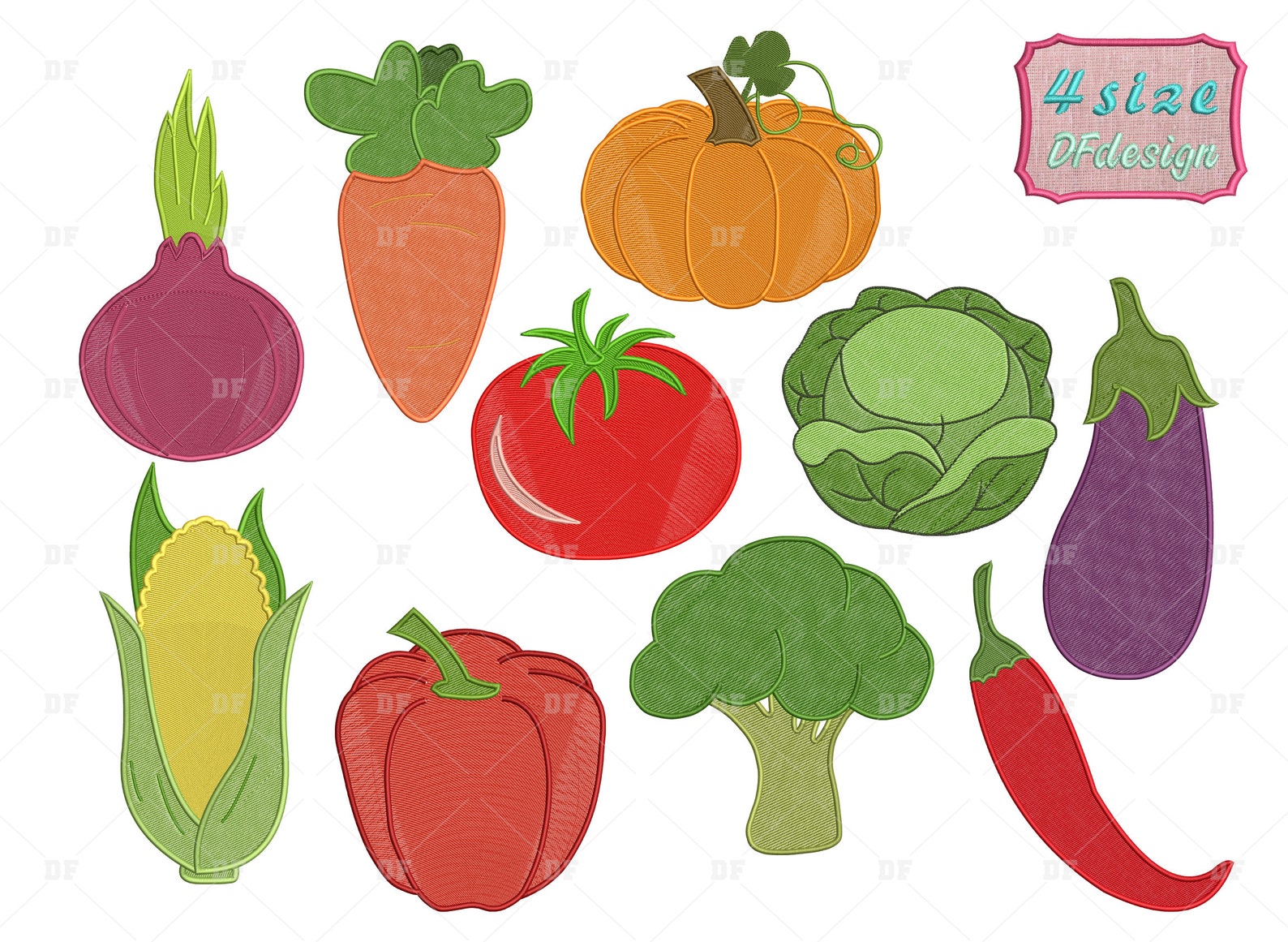 Vegetables Embroidery Design Bundle Vegetables Embroidery - Etsy