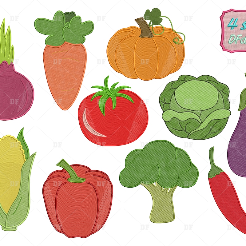 Machine Embroidery Vegetables - Etsy