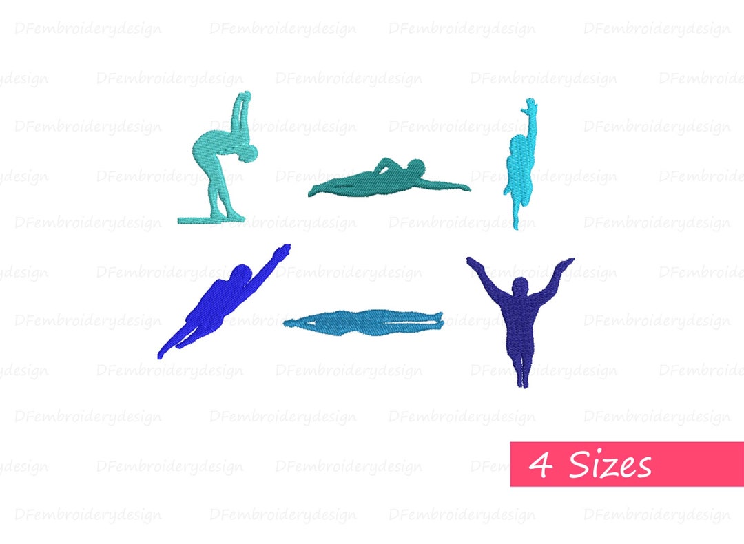 Mini Swim Embroidery Designs, Swimming Silhouette Embroidery Designs ...