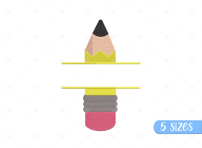 Pencil Split Embroidery Design: School Monogram (digital Download) - Etsy