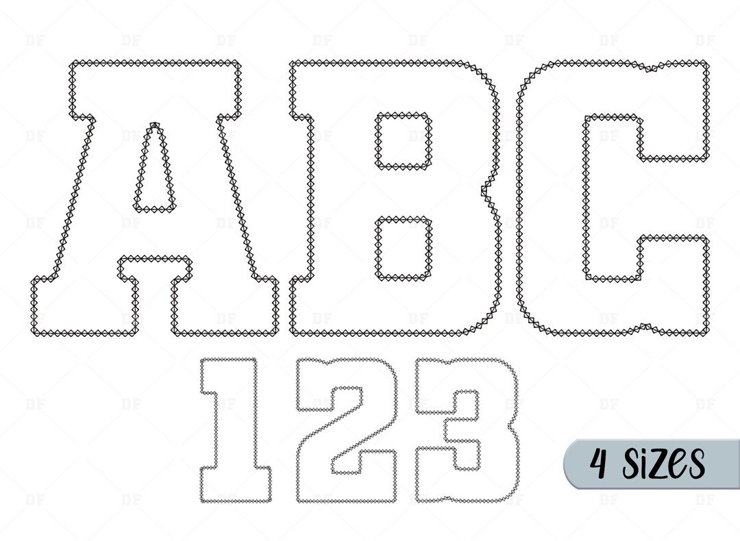 Athletic Font Embroidery Designs: Sport Letters and Numbers (4 Sizes ...