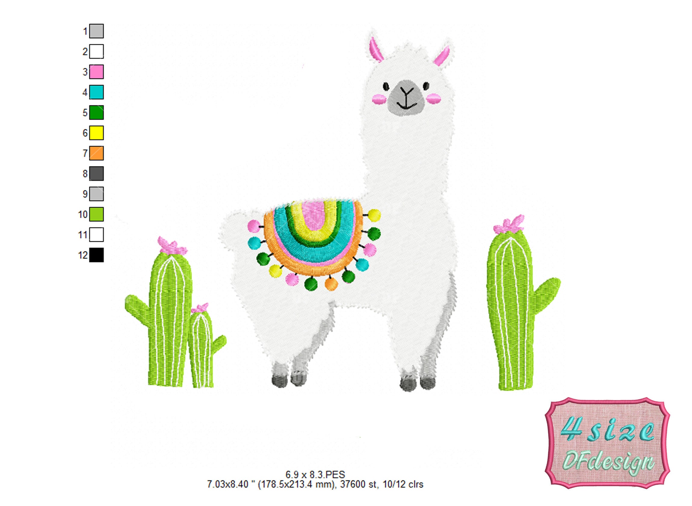 Llama Embroidery Design: Baby Animal Machine Embroidery (4 Size ...