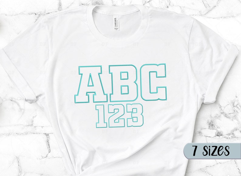 Varsity Outline Embroidery Font: Athletic Letters & Numbers (7 Sizes ...