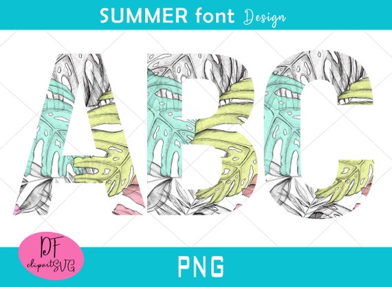SUMMER FONT Summer Alphabet Font PNG Alphabet Png Number - Etsy