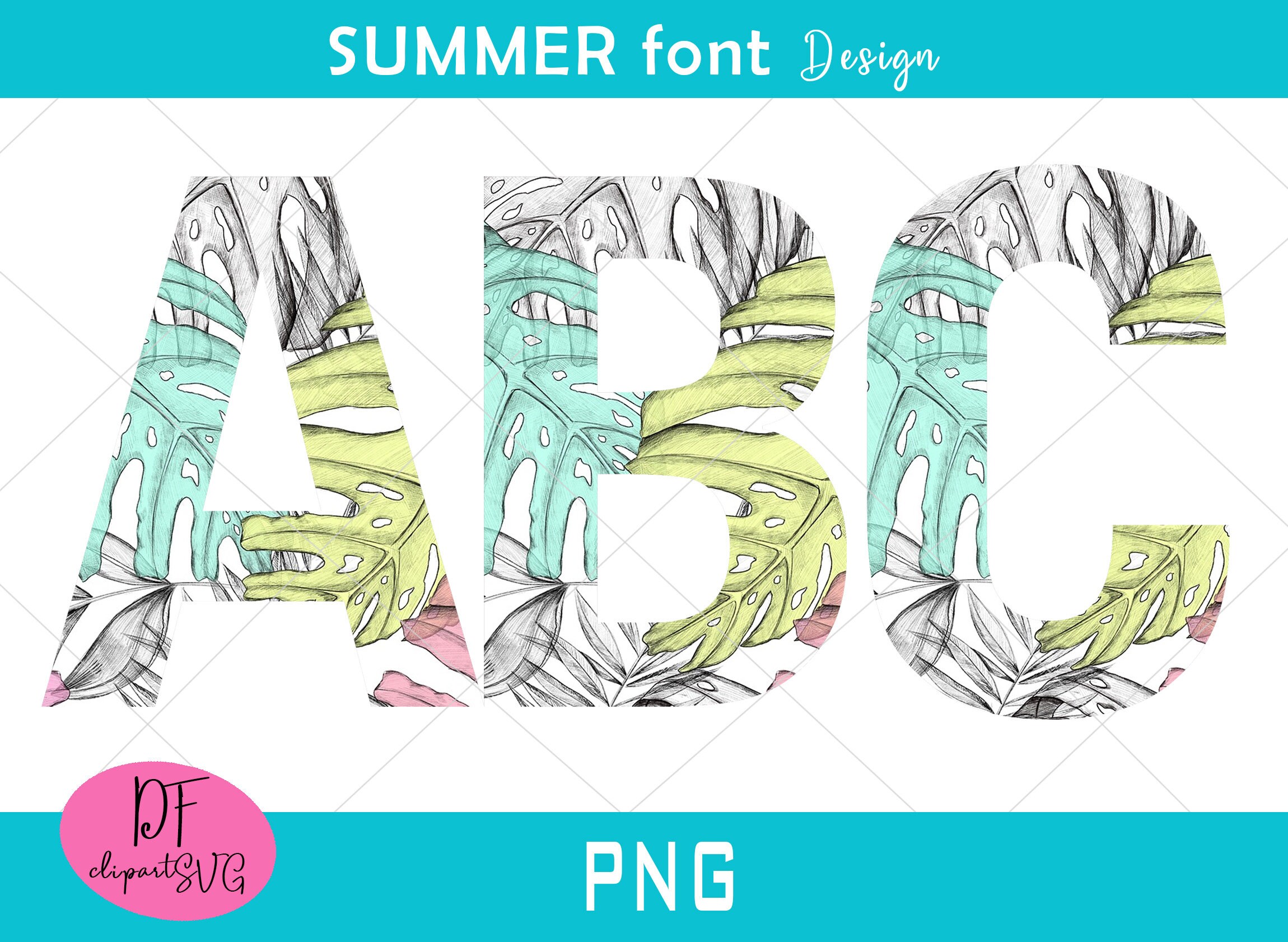 SUMMER FONT Summer Alphabet Font PNG Alphabet png Number | Etsy