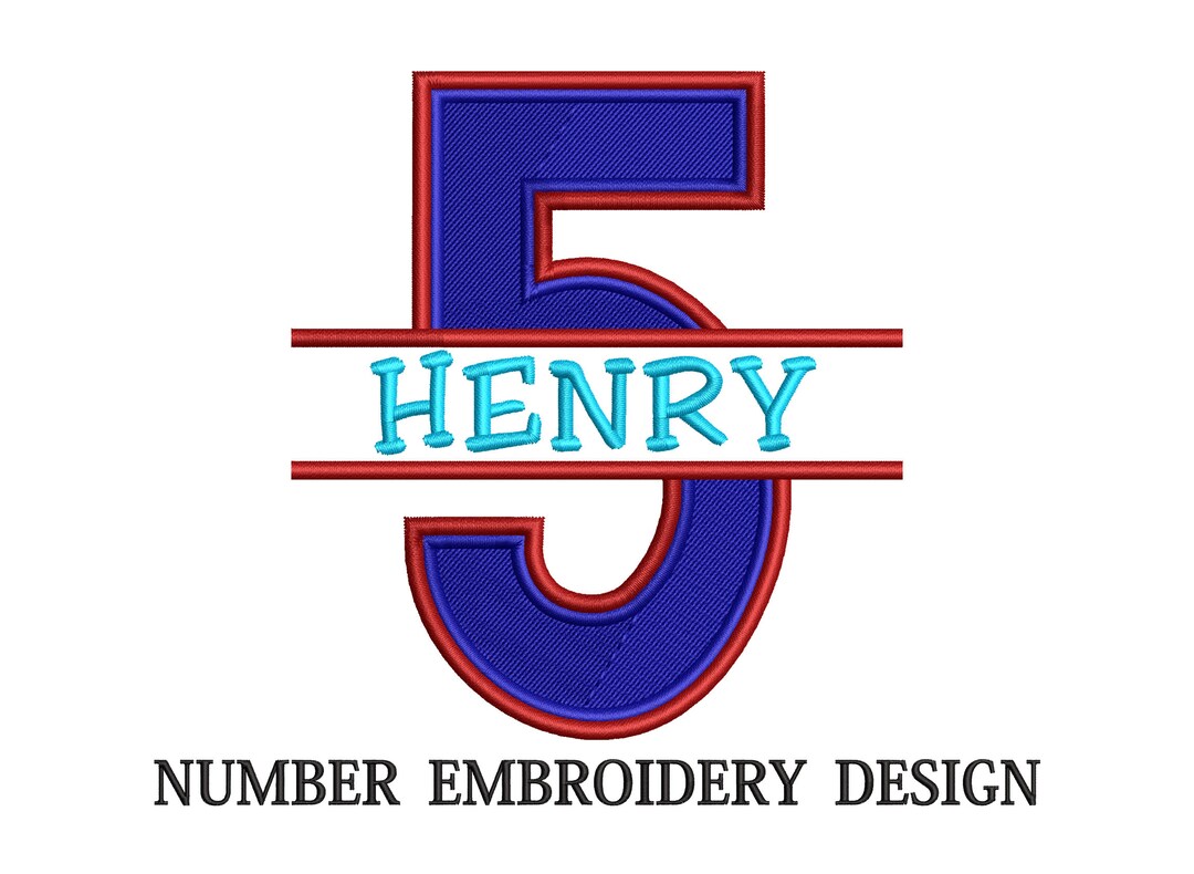 Split Varsity Number Embroidery Design, Varsity Style Number Embroidery ...