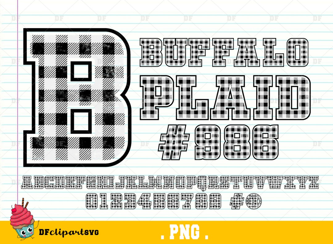 Buffalo Plaid Font, Black Buffalo Plaid PNG, Doodle Letters Alphabet ...