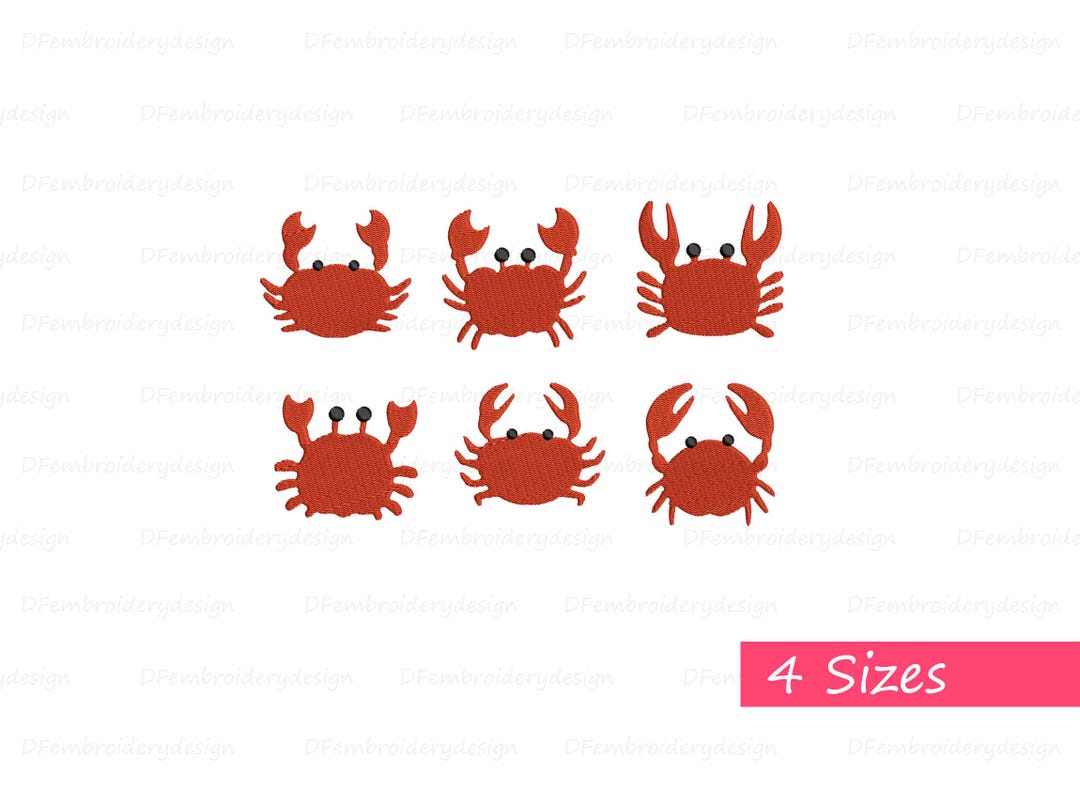 Mini Crab Embroidery Designs, Crab Embroidery Designs, Animals ...