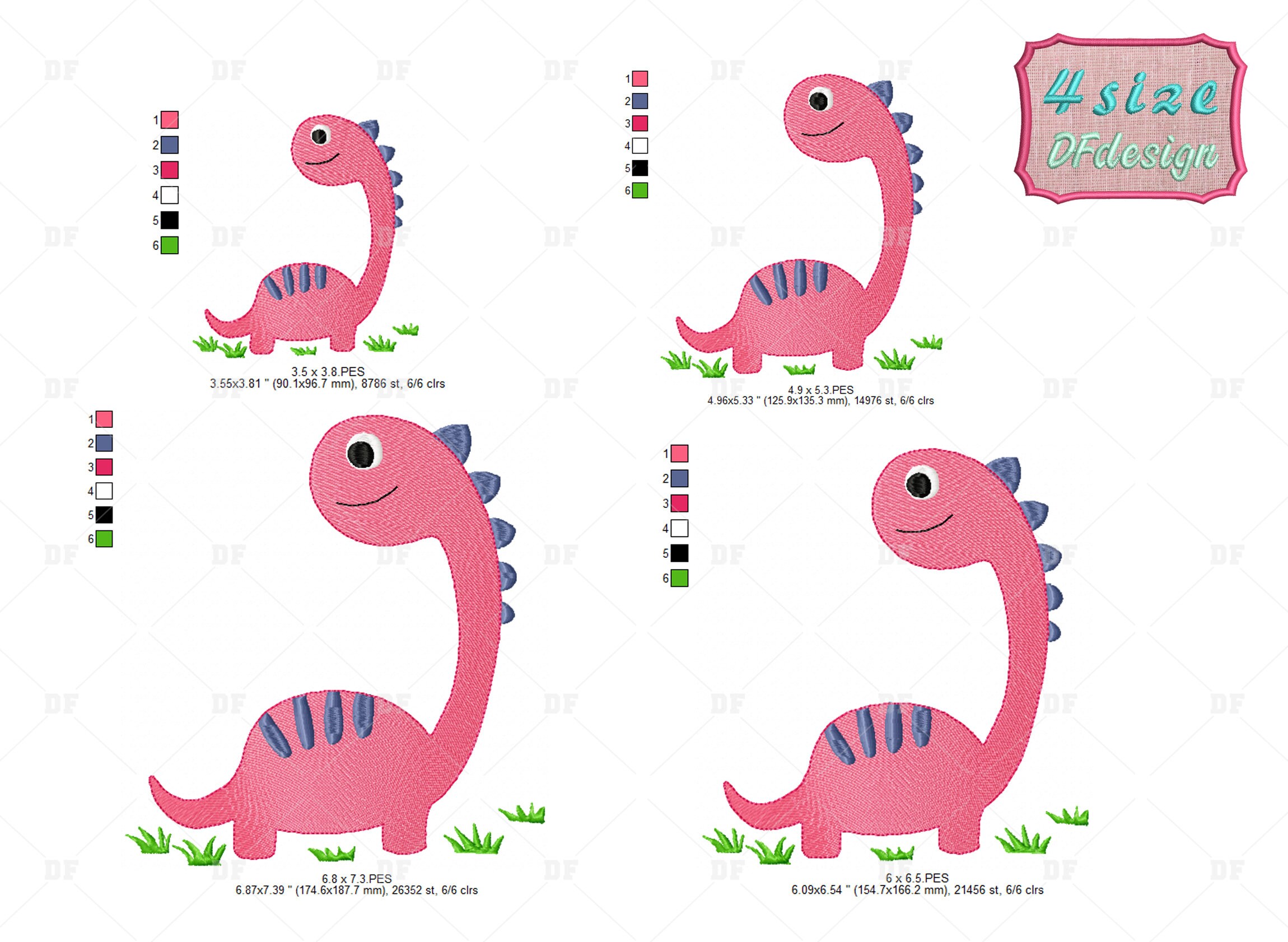 Dinosaur Embroidery Design Dinosaur Embroidery Bundle 4 Size - Etsy