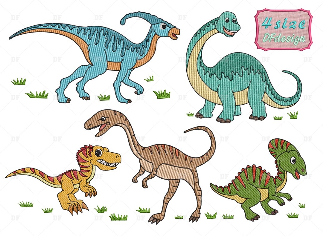 Dinosaur Embroidery Design, Dinosaur Embroidery Bundle, T-rex Dinosaur ...