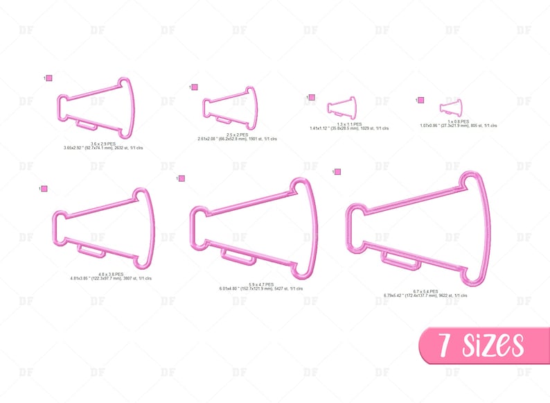 Cheer Megaphone Embroidery Design Bundle: Girl Cheerleader Applique (7 ...