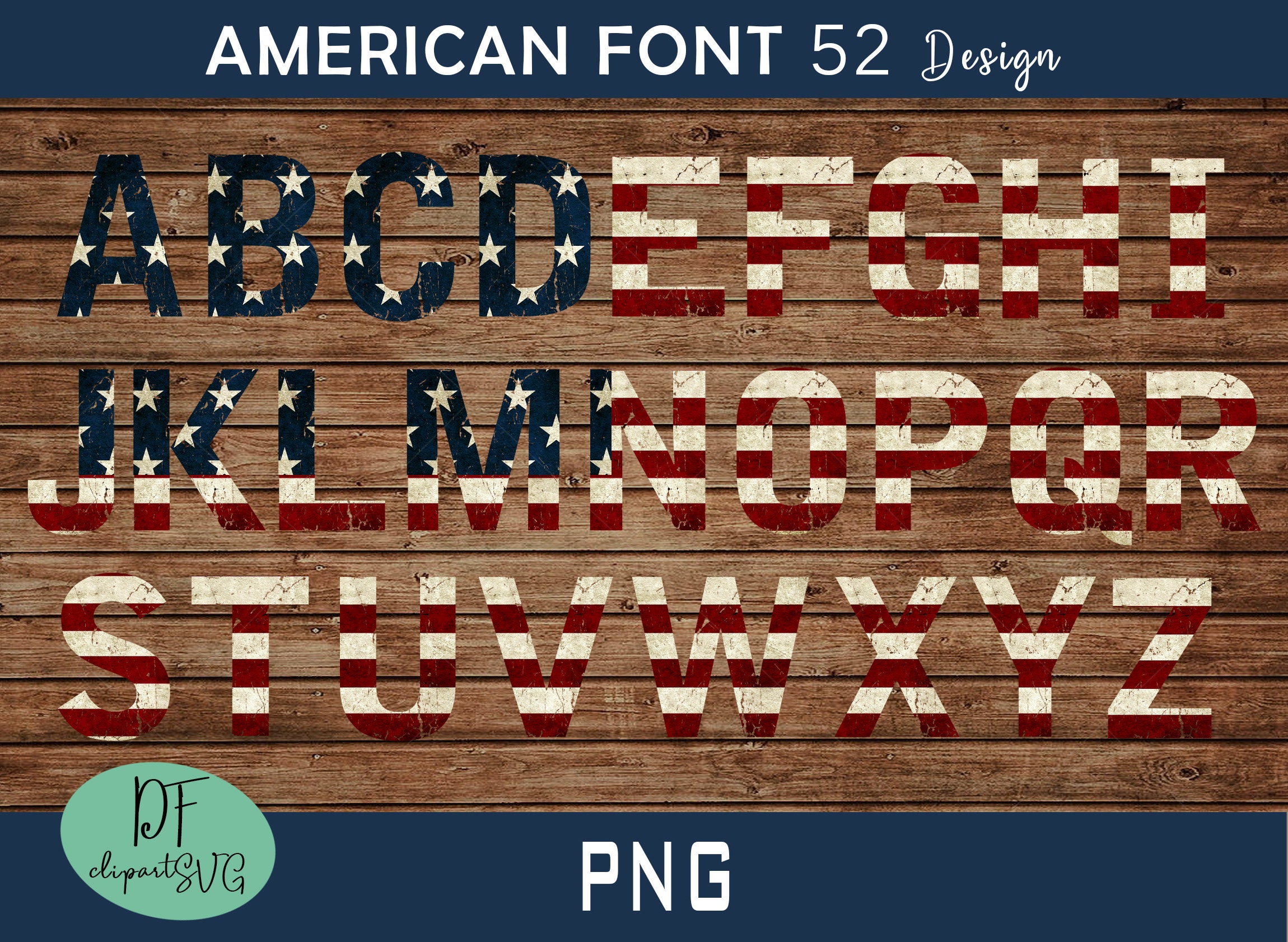 American Flag Alphabet Font American Flag Alphabet Clip Art | Etsy
