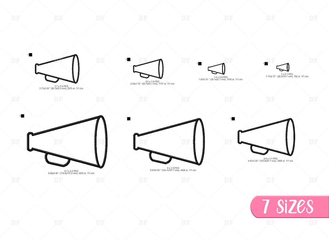 Megaphone Cheerleader Embroidery Design Megaphone Embroidery - Etsy