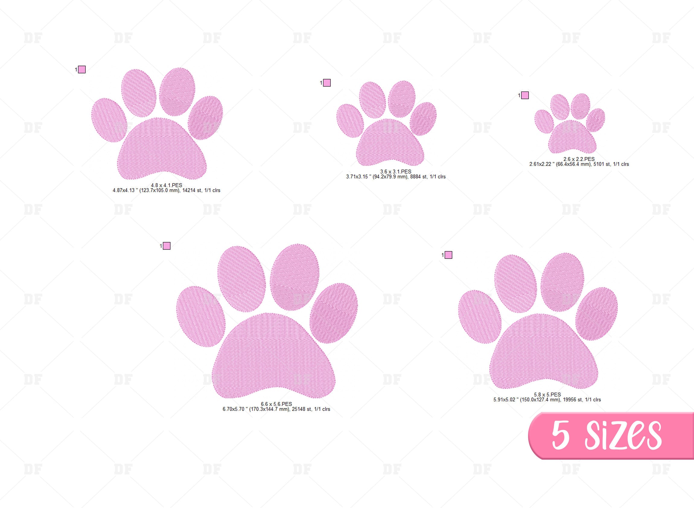 Paw Embroidery Design Paw Embroidery Bundle Dog Paw - Etsy
