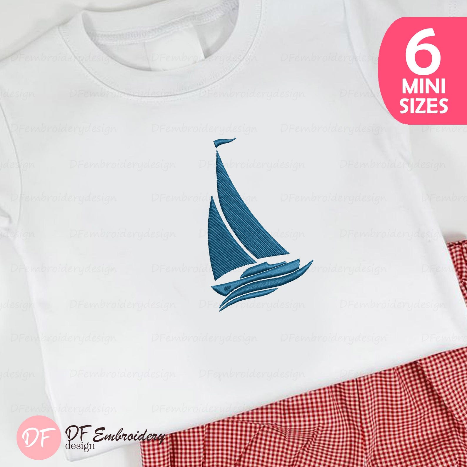 Mini Sailboat Embroidery Design: Nautical Machine Pattern, 6 Sizes ...