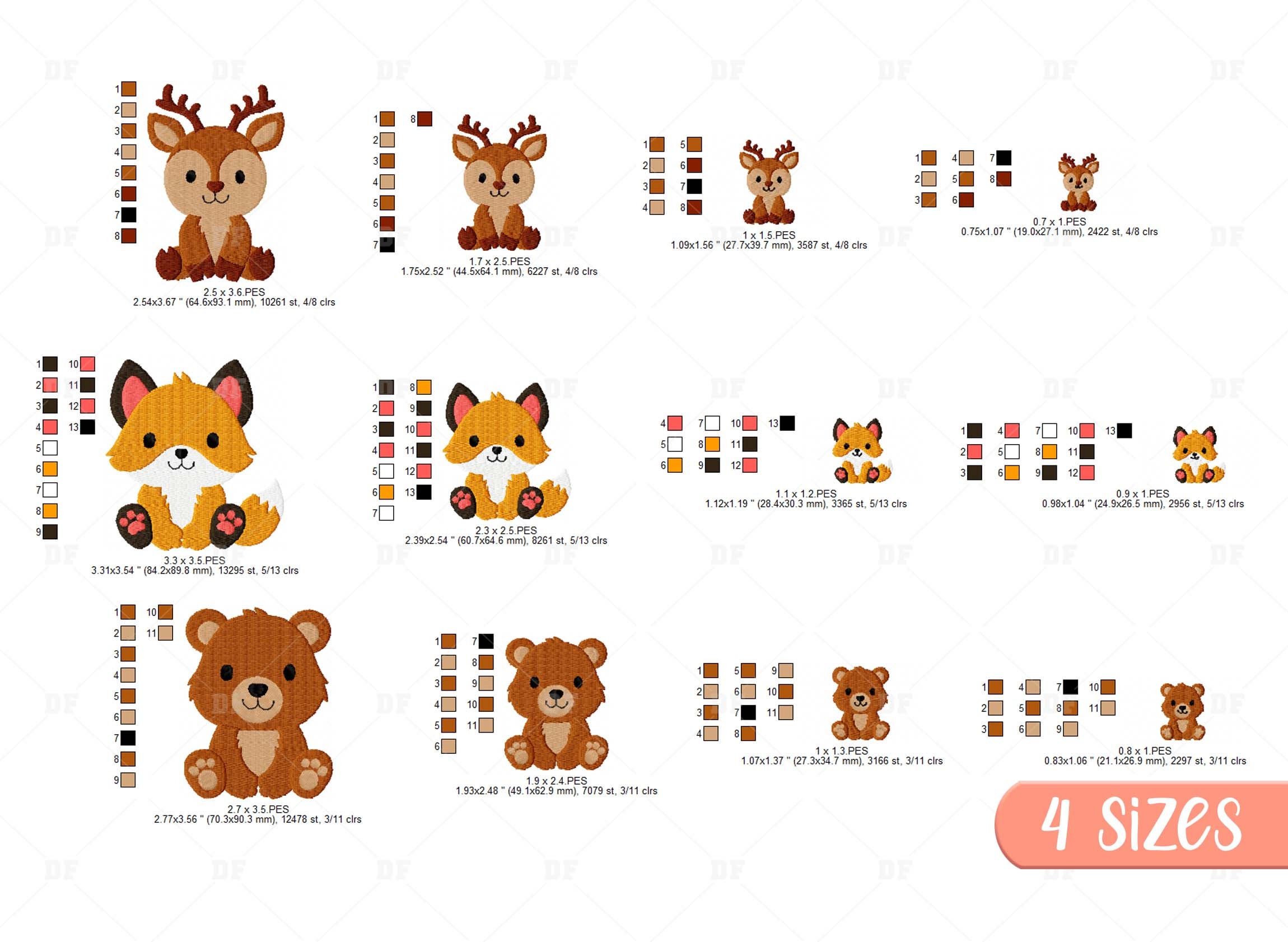 Mini Woodland Animals Embroidery Designs: Safari Animals (digital ...