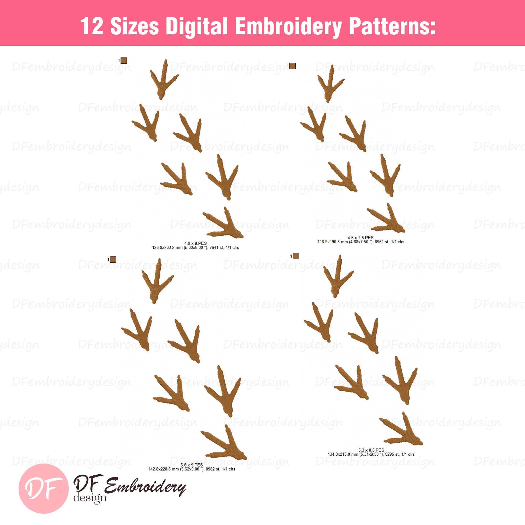 Chicken Footprints Embroidery Design, Farm Animal Tracks (instant ...