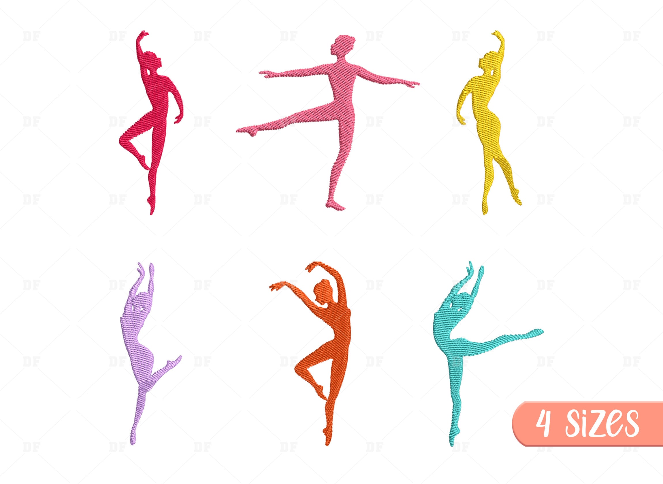 Mini Ballet Silhouette Embroidery Designs Ballerina - Etsy