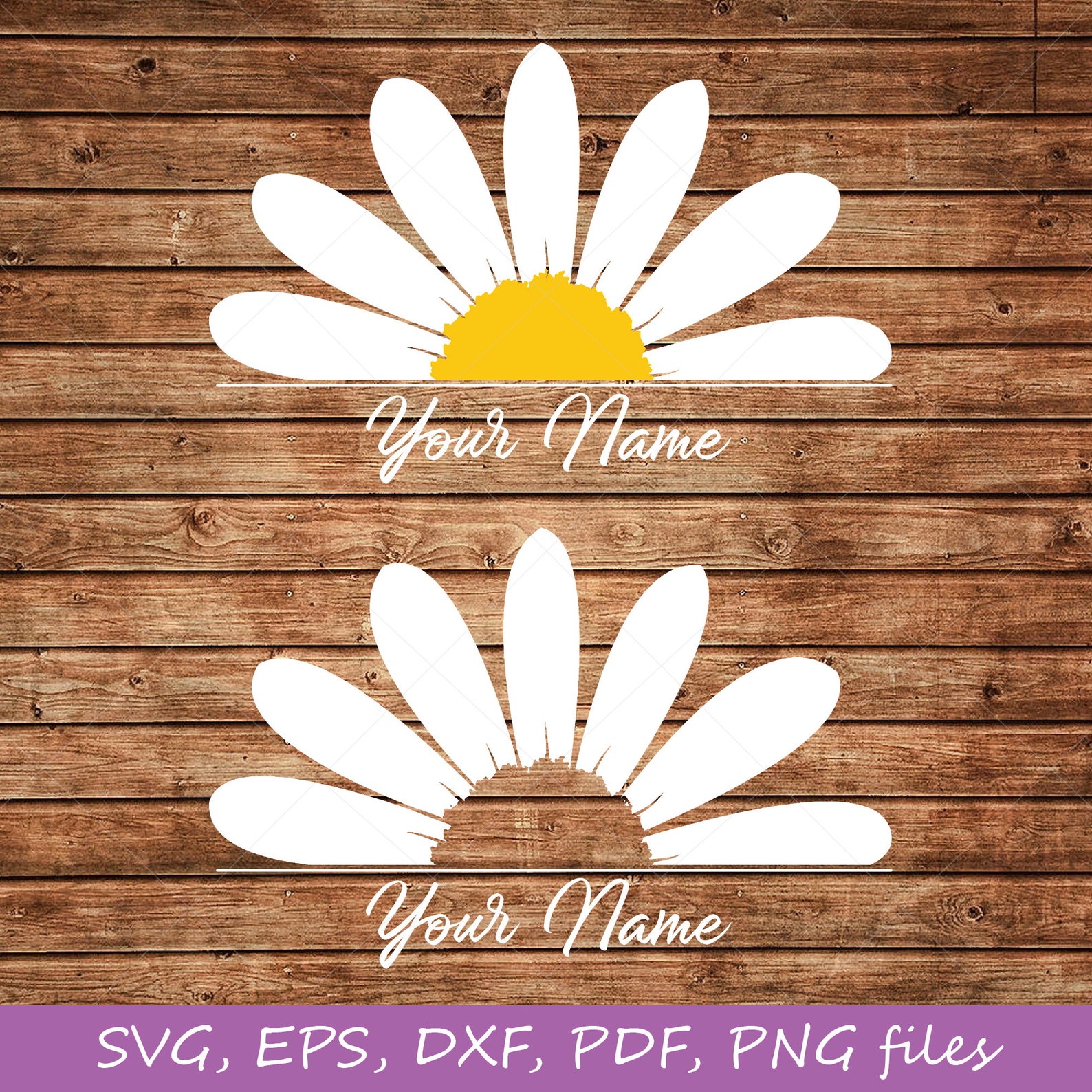 Daisy SVG bundle Daisy Split Name Frame SVG Flower svg | Etsy