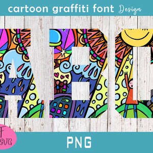 Cartoon Graffiti Font, Cartoon Alphabet, Font PNG, Alphabet Png, Number ...