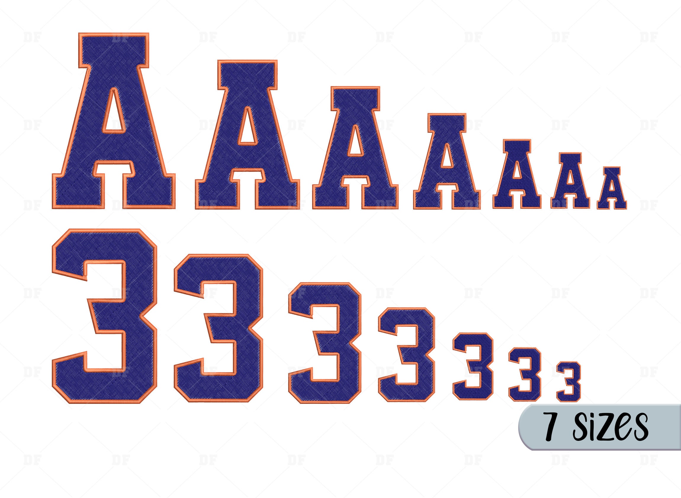 Varsity Font Embroidery Design: 2-color Letters & Numbers (7 Sizes) - Etsy