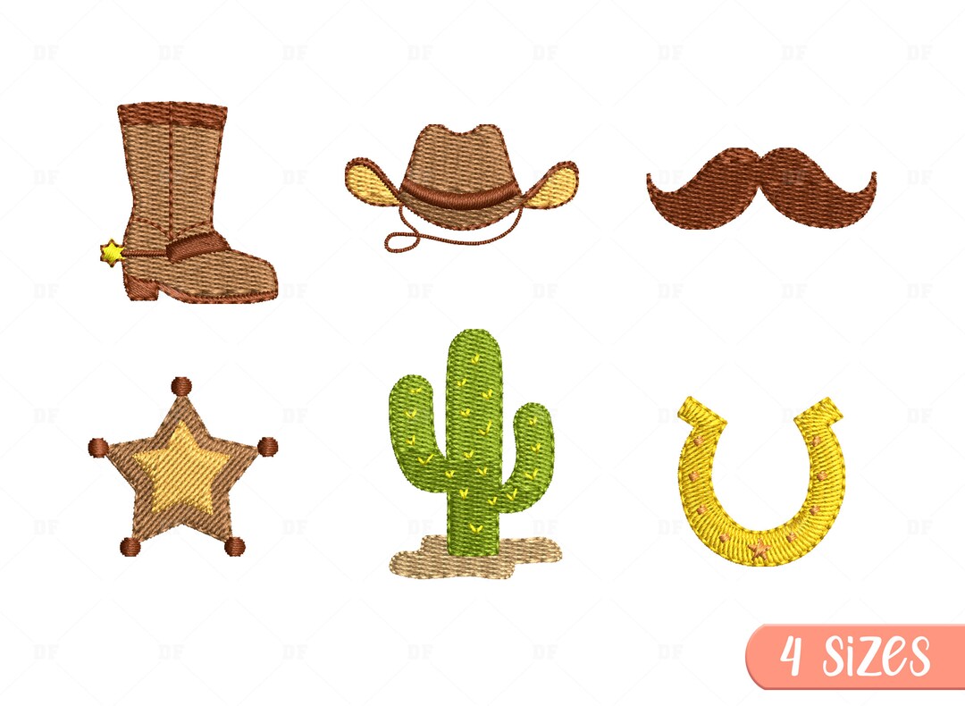 Mini Cowboy Embroidery Designs, Cowboy Embroidery Bundle, Cactus ...