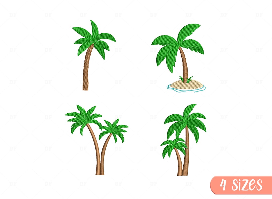 Mini Palm Tree Embroidery Design: 4 Tropical Designs, Multiple Sizes ...
